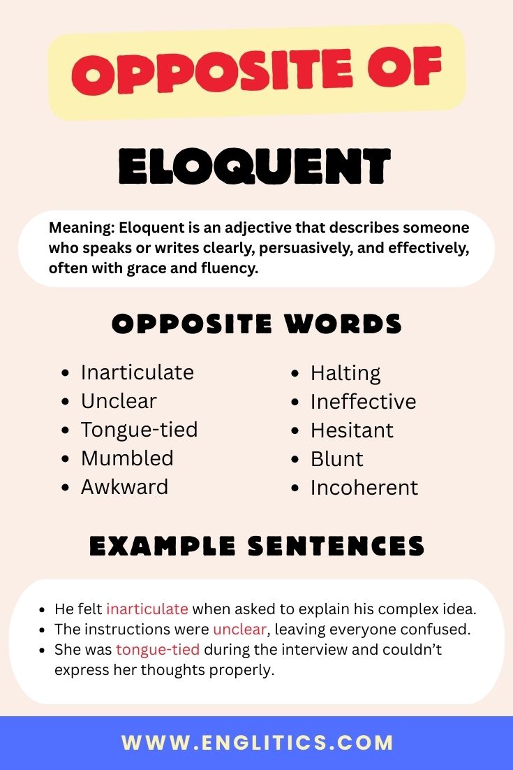 Opposite of Eloquent: Learn the Right Antonyms Today