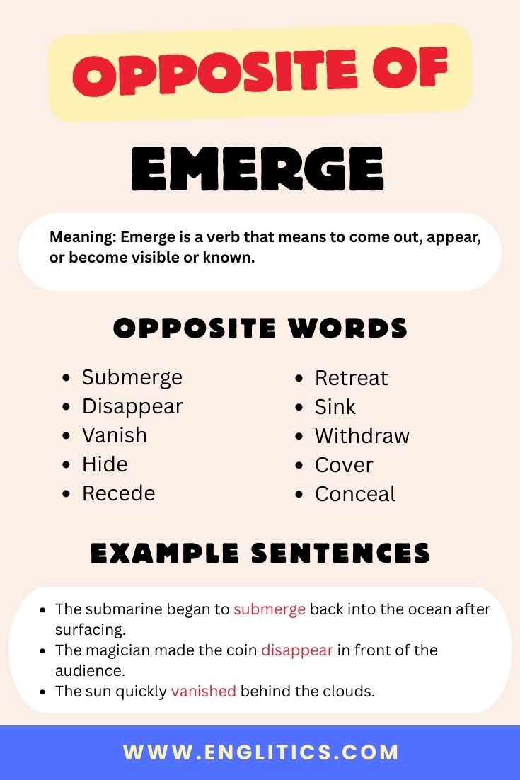 Opposite of Emerge: 15 Antonyms with Clear Examples
