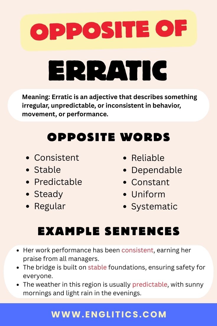 Opposite of Erratic: 33 Antonyms with Clear Examples
